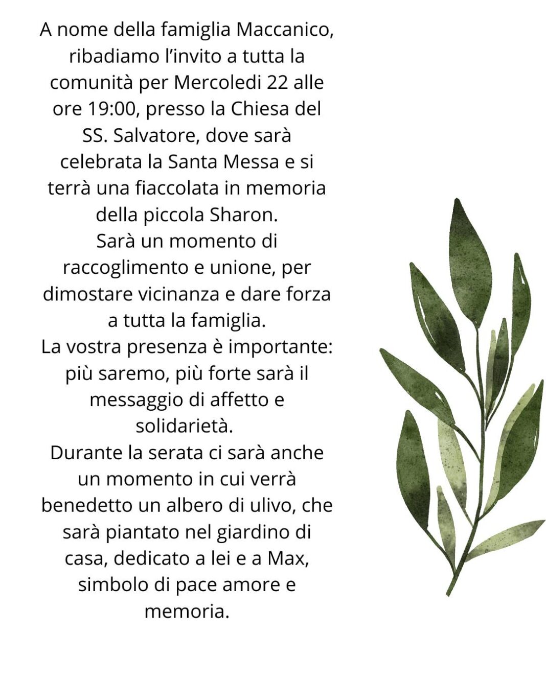 Picarelli ricorda Sharon Maccanico: il 22 aprile messa e fiaccolata in ...